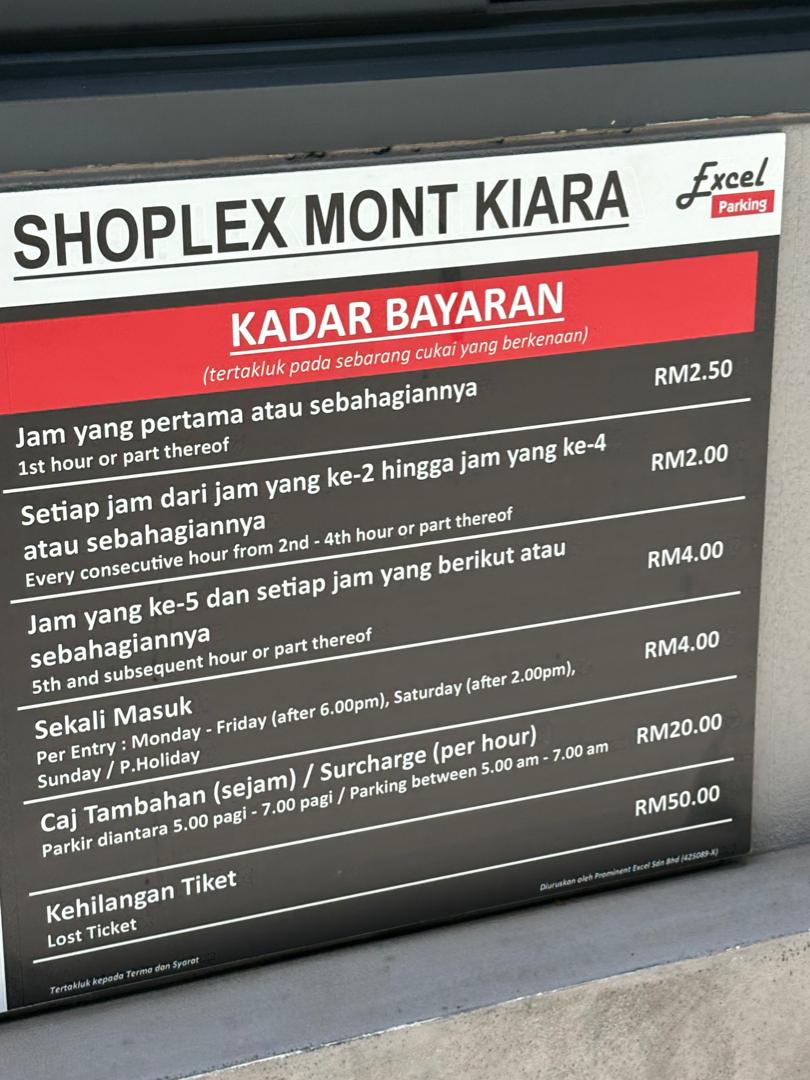 Shoplex Mont Kiara: Latest Parking Rates (2025)